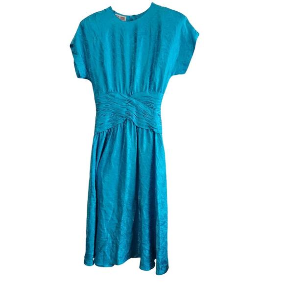 Vintage | Dresses | Vintage Maggie London 8s Dress Women Sz 8 Blue Silk ...